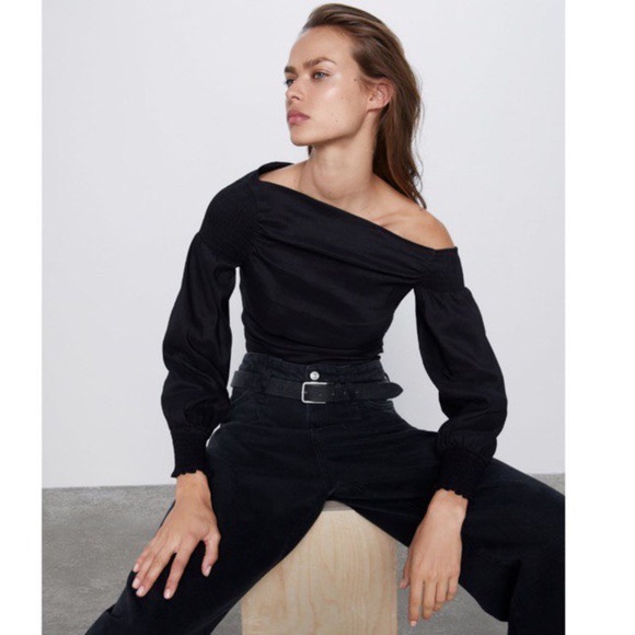 Zara | Tops | Zara Black Off Shoulder Top M | Poshmark